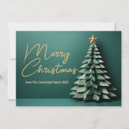 Gorgeous Green Merry Christmas Tree Custom Holiday Card | Zazzle