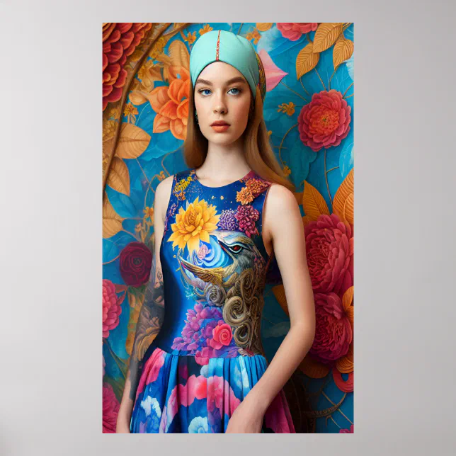 Gorgeous lady with tattoo poster | Zazzle