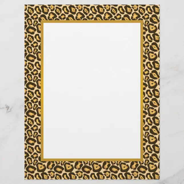 Gorgeous Leopard Print Border Stationery - Gold | Zazzle