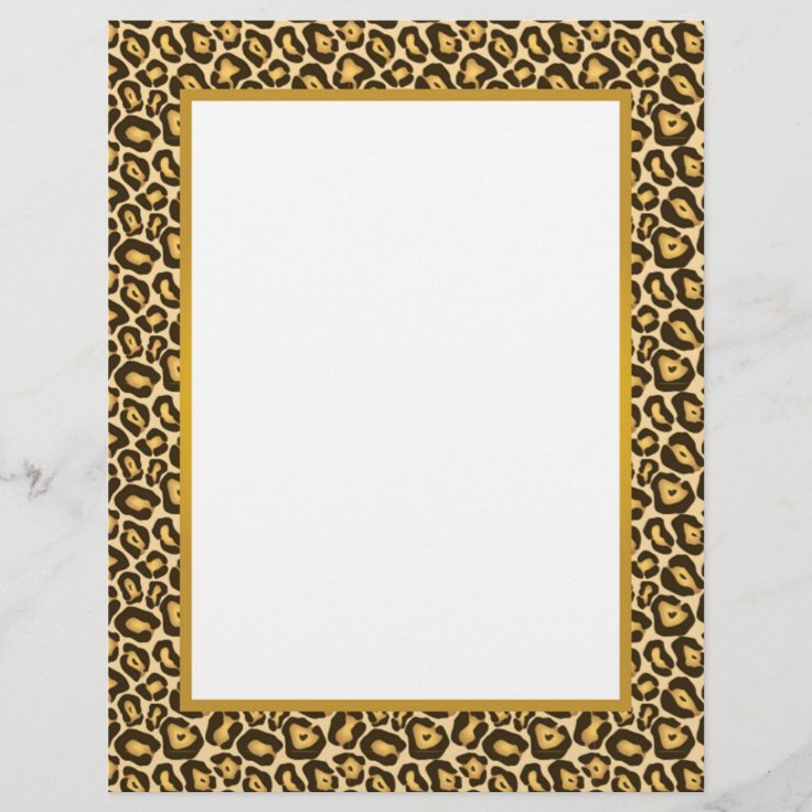 Gorgeous Leopard Print Border Stationery - Gold | Zazzle