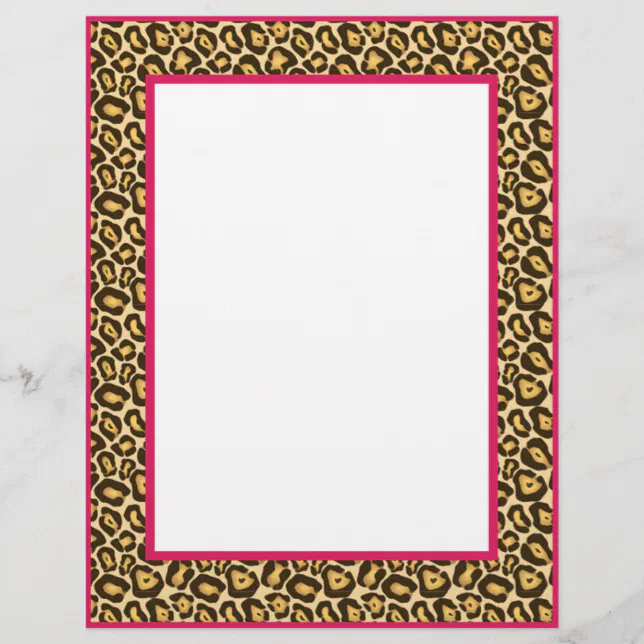 Gorgeous Leopard Print Border Stationery - Pink | Zazzle