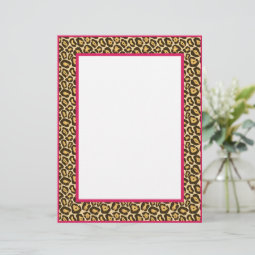 Gorgeous Leopard Print Border Stationery - Pink | Zazzle