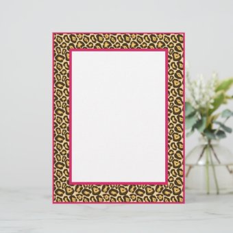 Gorgeous Leopard Print Border Stationery - Pink | Zazzle