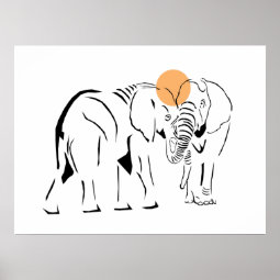 Gorgeous Minimalist Elephants Poster | Zazzle