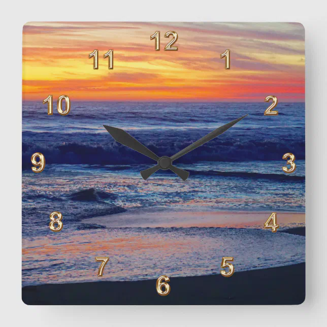 Gorgeous Night Sunset Beach CLOCKS or YOUR PHOTO | Zazzle