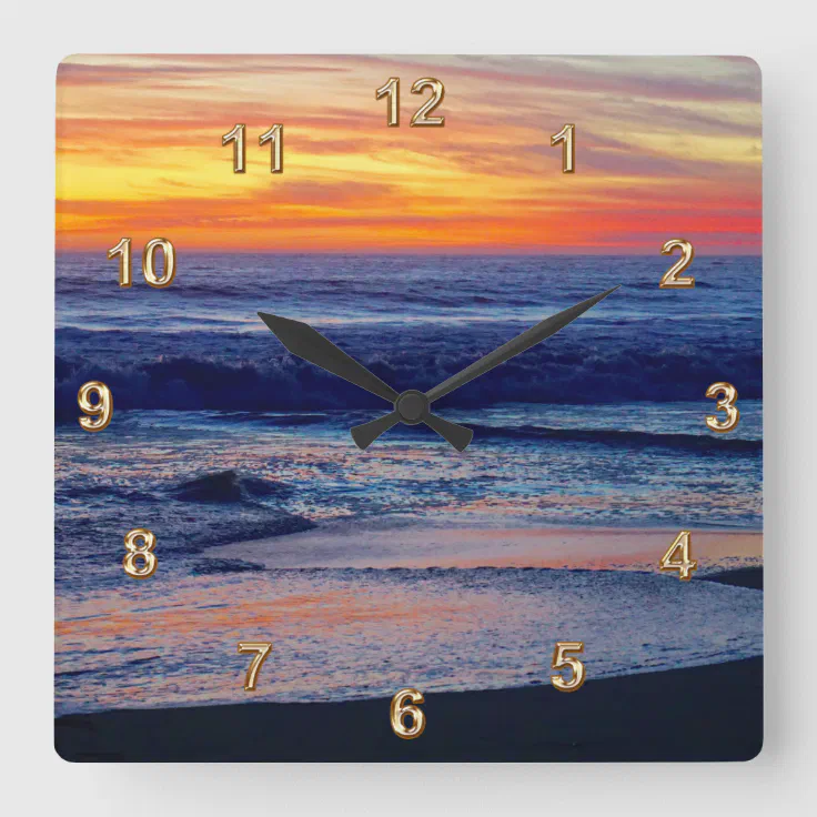 Gorgeous Night Sunset Beach CLOCKS or YOUR PHOTO | Zazzle