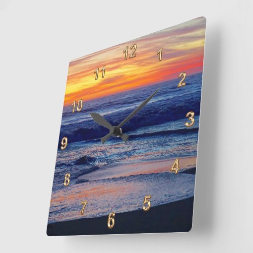 Gorgeous Night Sunset Beach CLOCKS or YOUR PHOTO | Zazzle