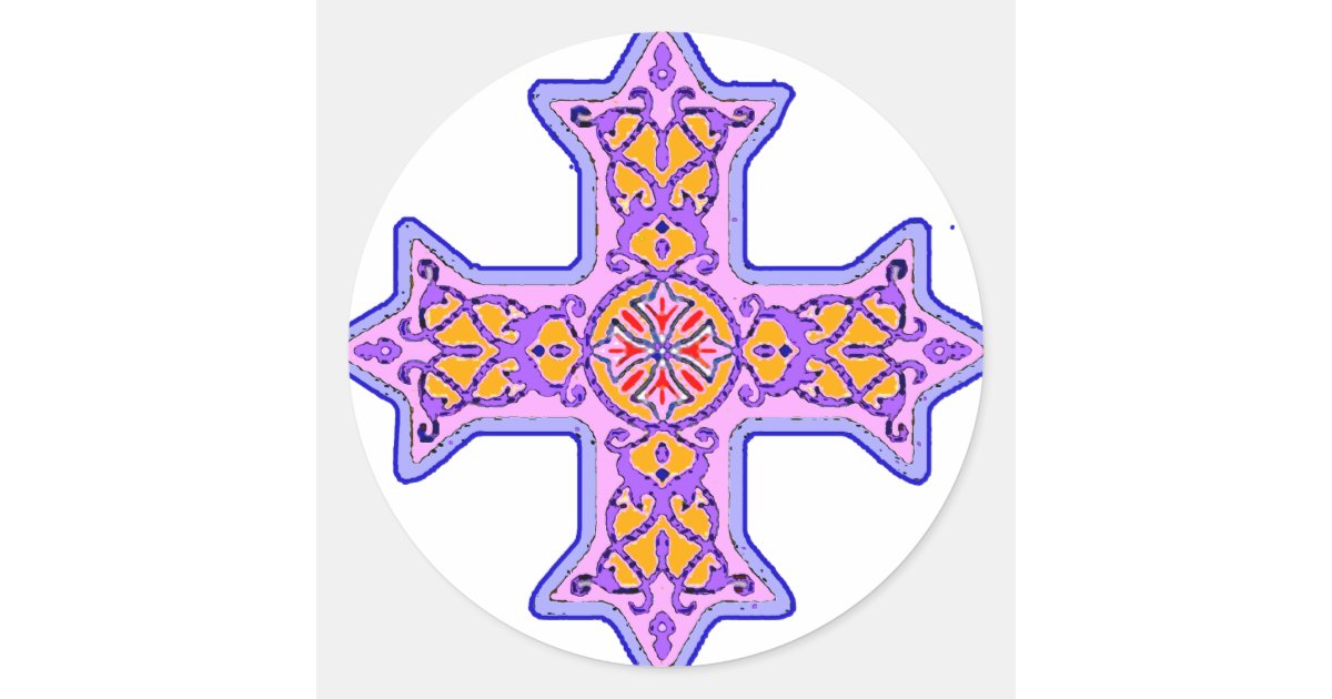 Gorgeous Pastel Coptic Cross Classic Round Sticker | Zazzle