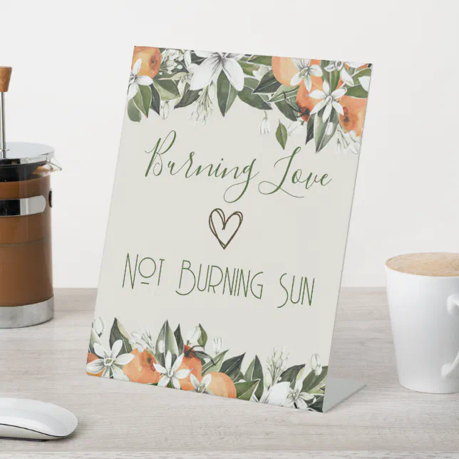 Gorgeous Peaches SunScreen Station Burn Pedestal Sign | Zazzle