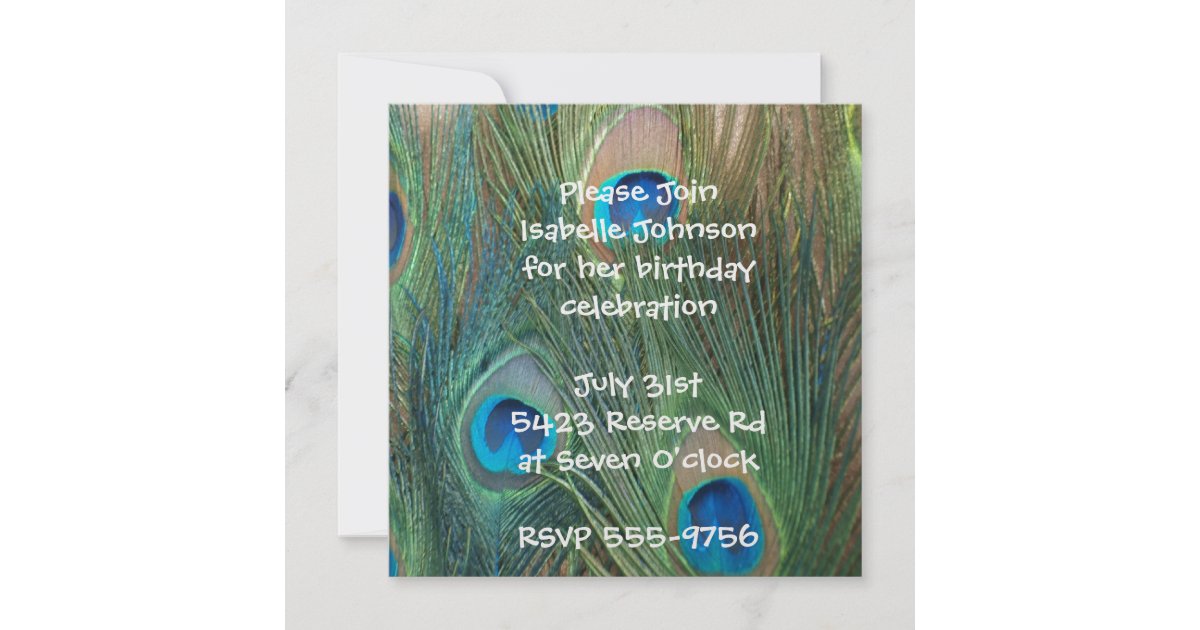 Gorgeous Peacock Birthday Invitations | Zazzle