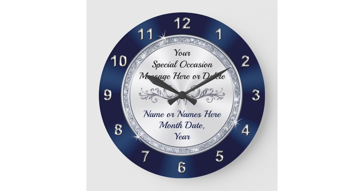 Gorgeous Personalized, Navy Blue Wall Clock | Zazzle