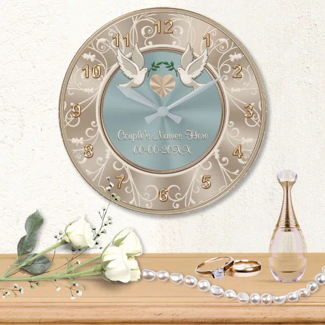 Gorgeous PERSONALIZED Wedding Clock with YOUR TEXT | Zazzle