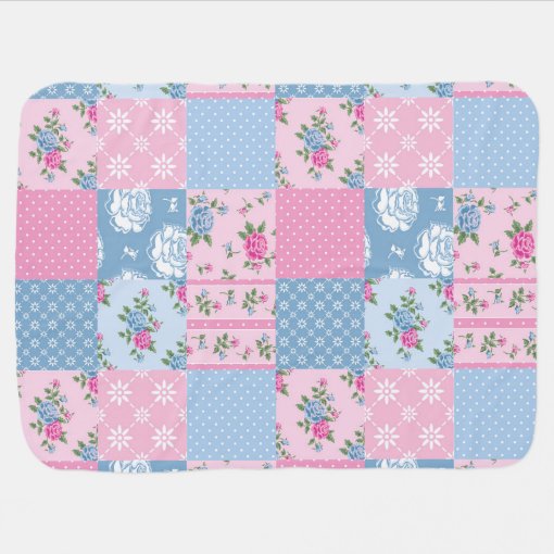 Gorgeous Pink and Blue Baby Quilt Pattern Stroller Blanket | Zazzle