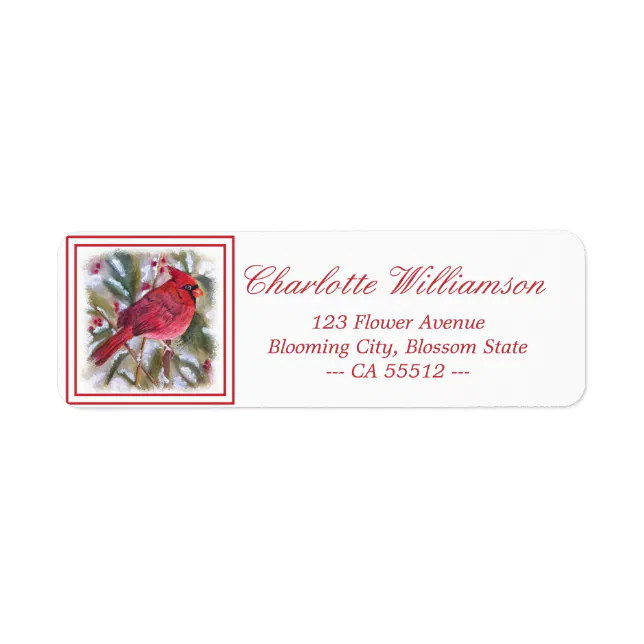 Gorgeous Red Cardinal Bird Label | Zazzle