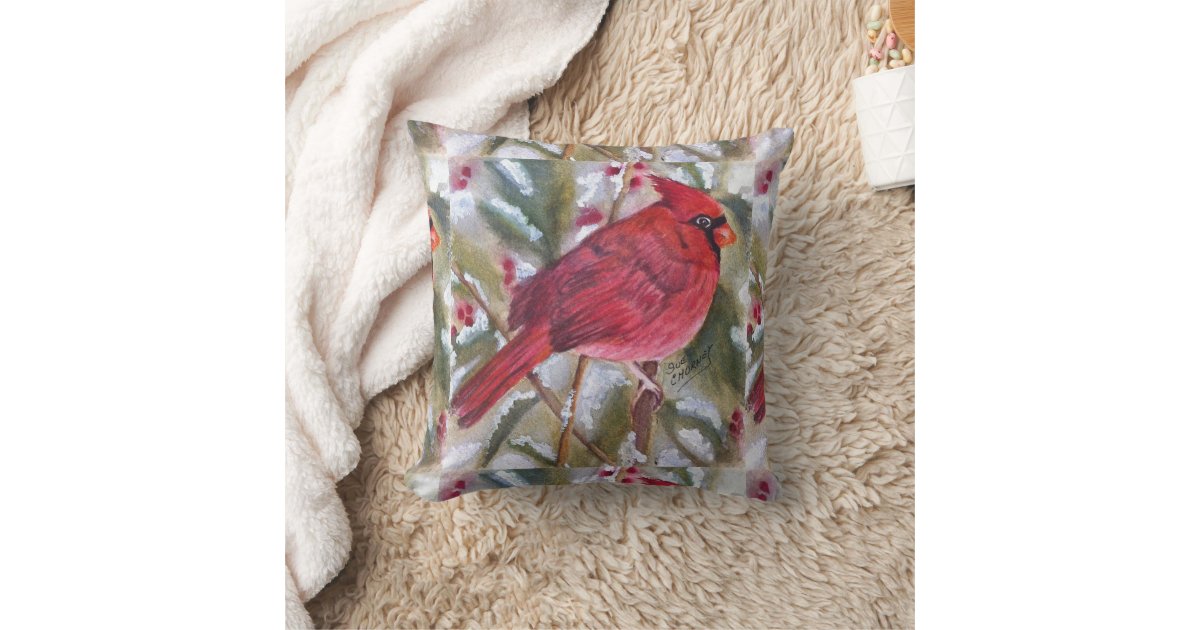 GORGEOUS RED CARDINAL THROW PILLOW | Zazzle