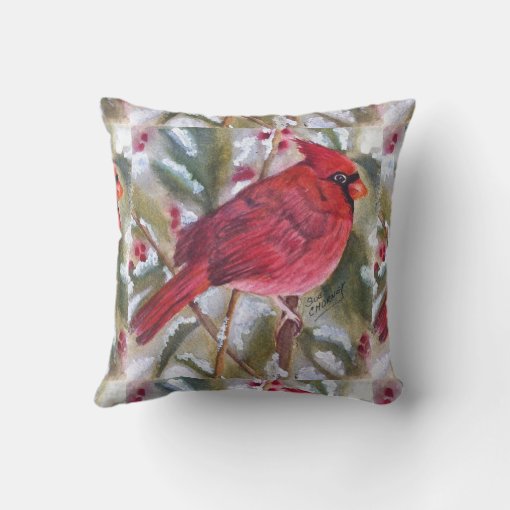 GORGEOUS RED CARDINAL THROW PILLOW | Zazzle