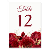 Gorgeous Red Roses & Gold Wedding or Quinceanera Table Number | Zazzle