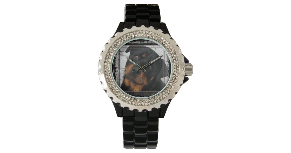 Gorgeous Rottweiler Dog face personalized Watch | Zazzle
