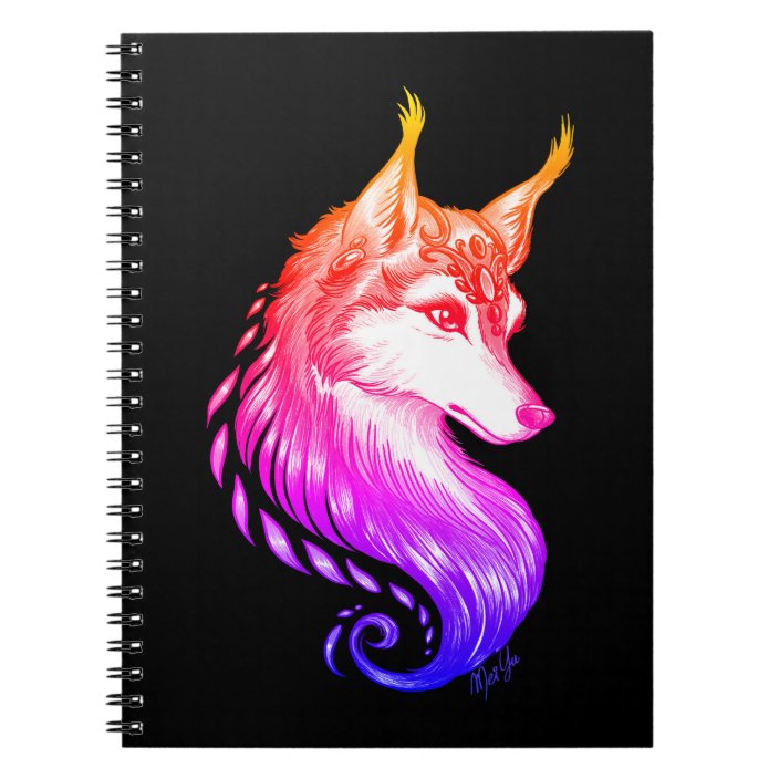 Gorgeous Sunset Hand Drawn Wolf School Notebook | Zazzle.com