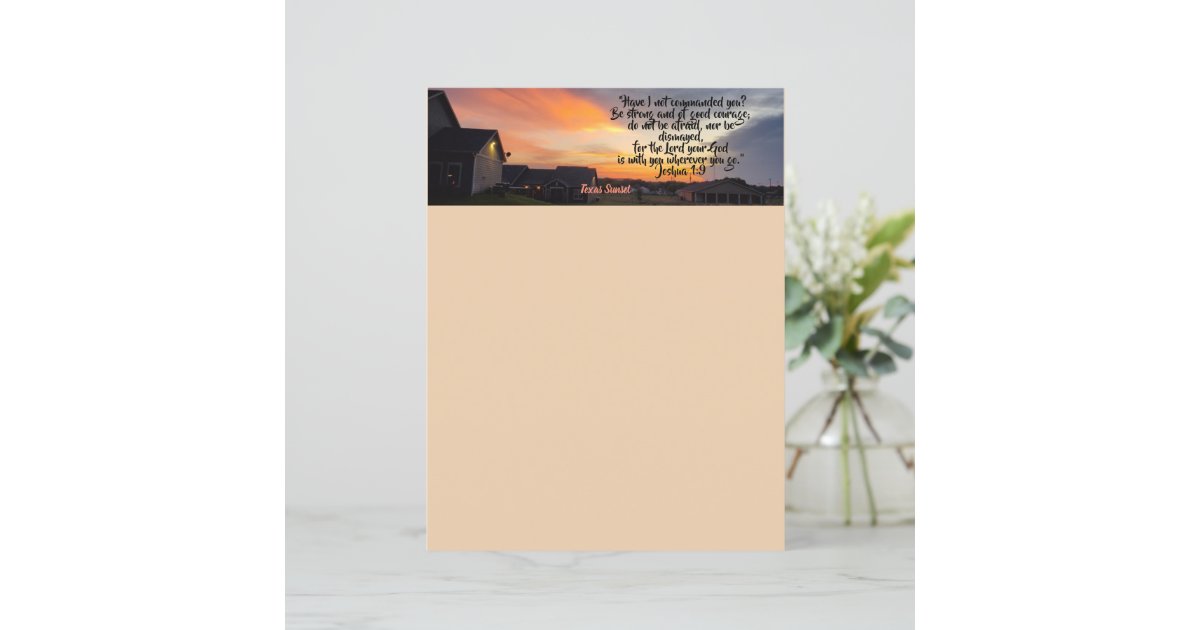 Gorgeous Texas Sunset Stationary Scripture | Zazzle