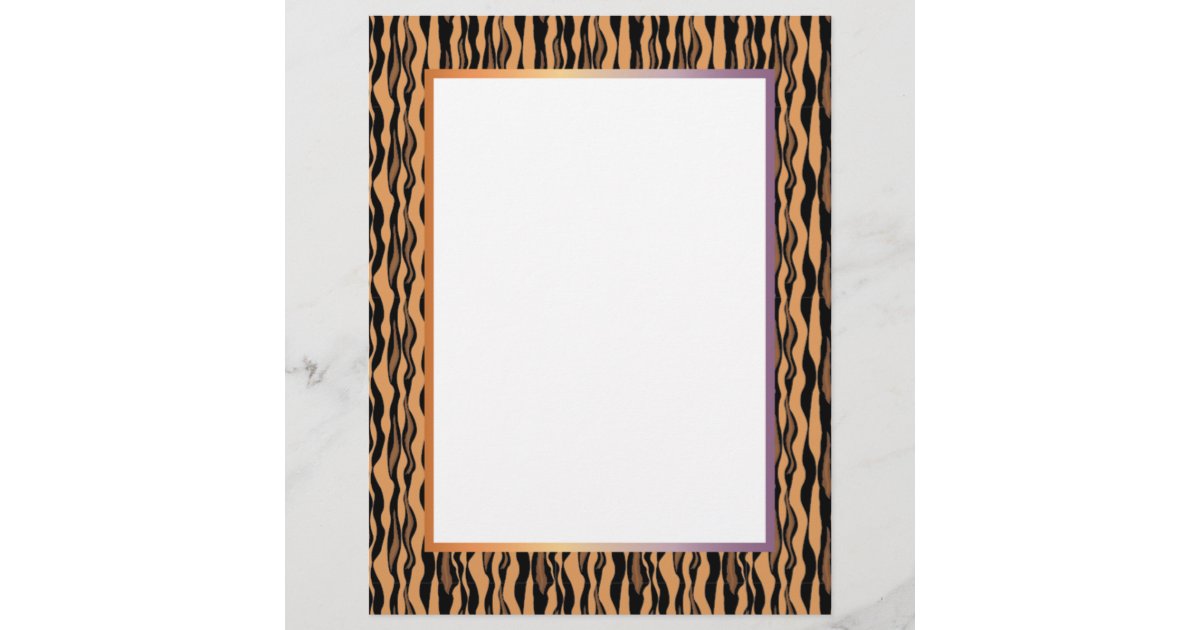 Gorgeous Tiger Print Border Stationery | Zazzle