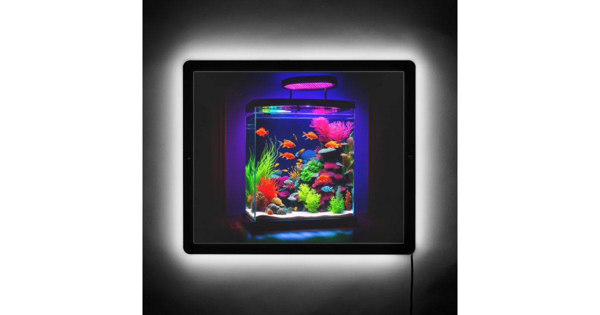 Gorgeous Ultraviolet Fish Aquarium & Vibrant Coral LED Sign | Zazzle