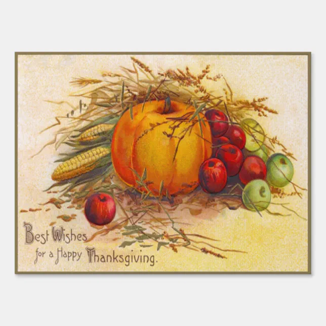 Gorgeous Vintage Harvest and Happy Thanksgiving Yard Sign | Zazzle