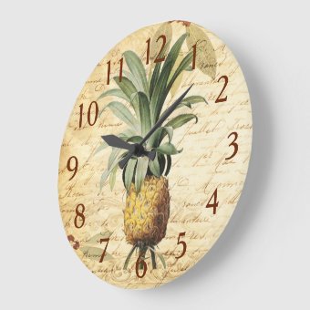 Gorgeous Vintage Pineapple Art Large Clock | Zazzle