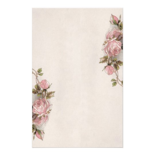 Gorgeous Vintage Pink Rose Stationery | Zazzle.com