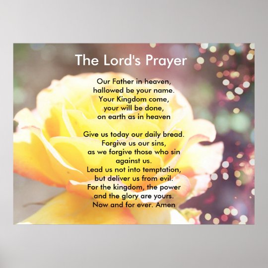 Gorgeous yellow rose flower, The Lord's Prayer Poster | Zazzle.com
