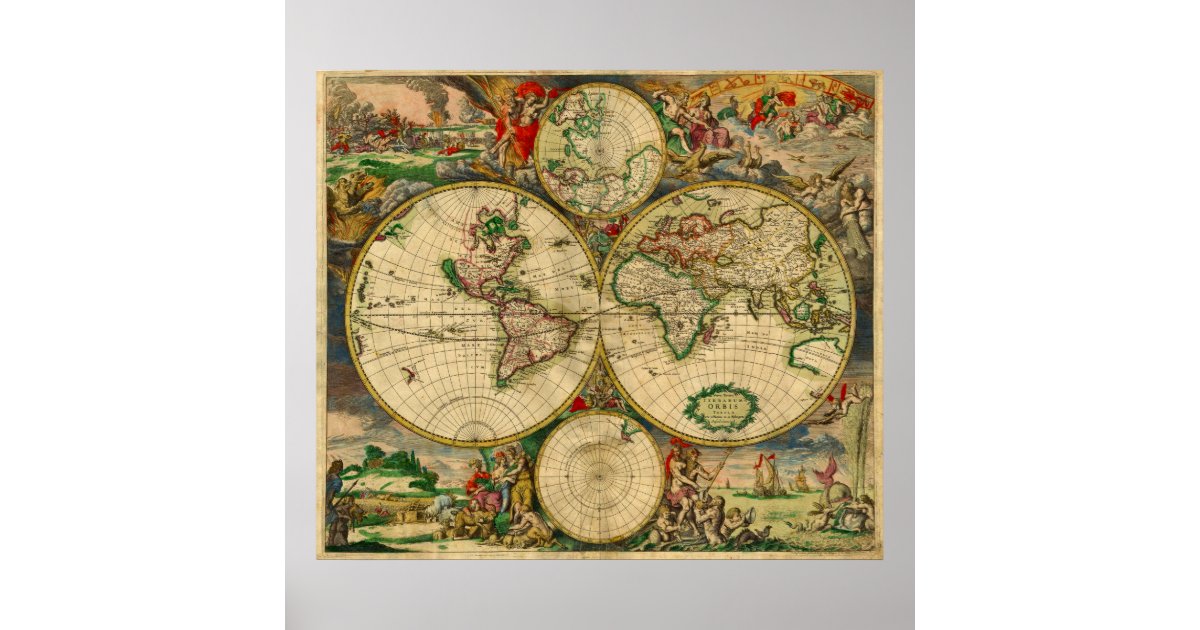Gorgoeus Old World Map Poster | Zazzle