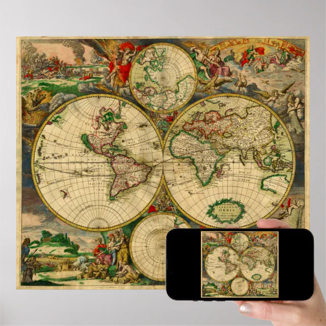 Gorgoeus Old World Map Poster | Zazzle