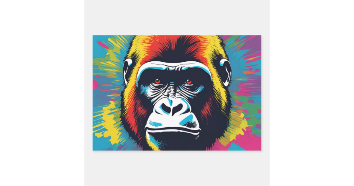 Gorilla Pop Art Cartoon Drawing Wrapping Paper Sheets | Zazzle
