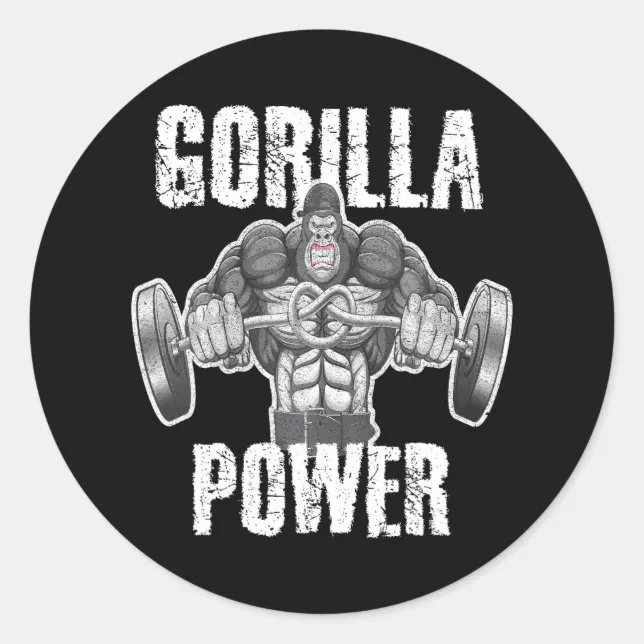 Gorilla Power Weightlifting Angry Muscle Beast Classic Round Sticker ...