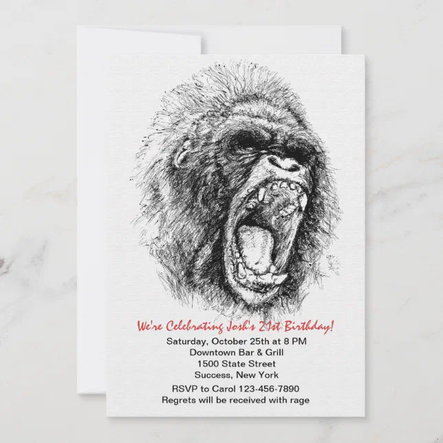 Gorilla's Rage Party Invitation | Zazzle
