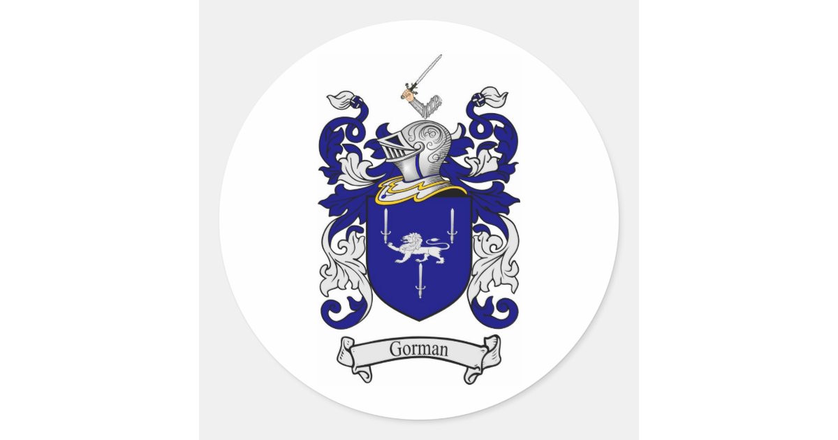 GORMAN FAMILY CREST - GORMAN COAT OF ARMS CLASSIC ROUND STICKER | Zazzle