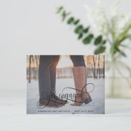 Got Engaged Calligraphy in Black, Photo Engagement Announcement ...