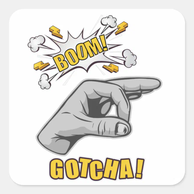 Gotcha Finger Hole Hand Meme Joke Prank Square Sticker | Zazzle