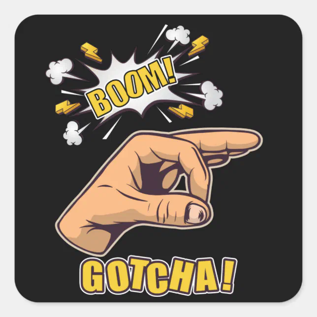 Gotcha Finger Hole Hand Meme Square Sticker | Zazzle