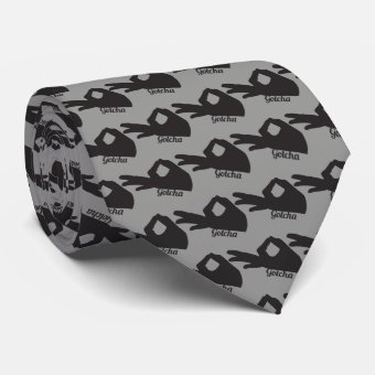 Gotcha You Looked Game Tie SMALL grey | Zazzle