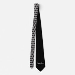 Gotcha You Looked Game Tie SMALL grey | Zazzle