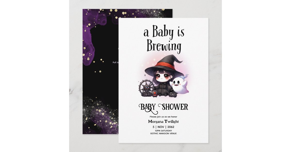 Goth Baby Girl is Brewing Witch Ghost Boo Invitation | Zazzle
