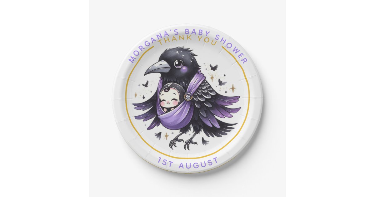 Goth Baby Girl Shower Bat Vampire Thank You Paper Plates | Zazzle