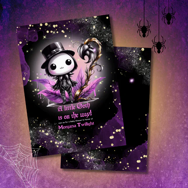 Goth Baby Shower Skeleton Crow Moonlight Invitation | Zazzle