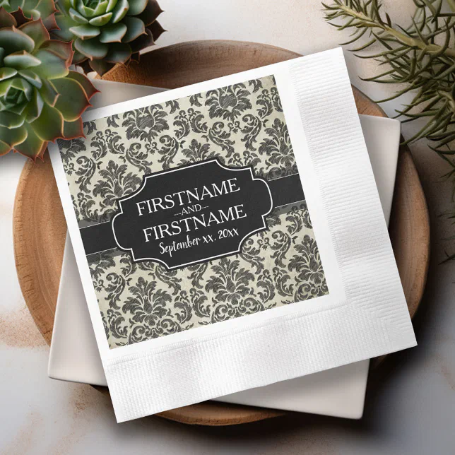 Goth Black Lace and Parchment Wedding Anniversary Paper Napkins | Zazzle