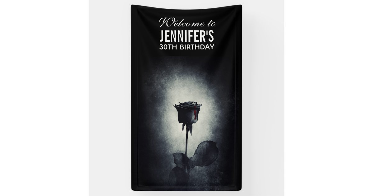 Goth Black Rose Dripping Blood Macabre Birthday Banner | Zazzle