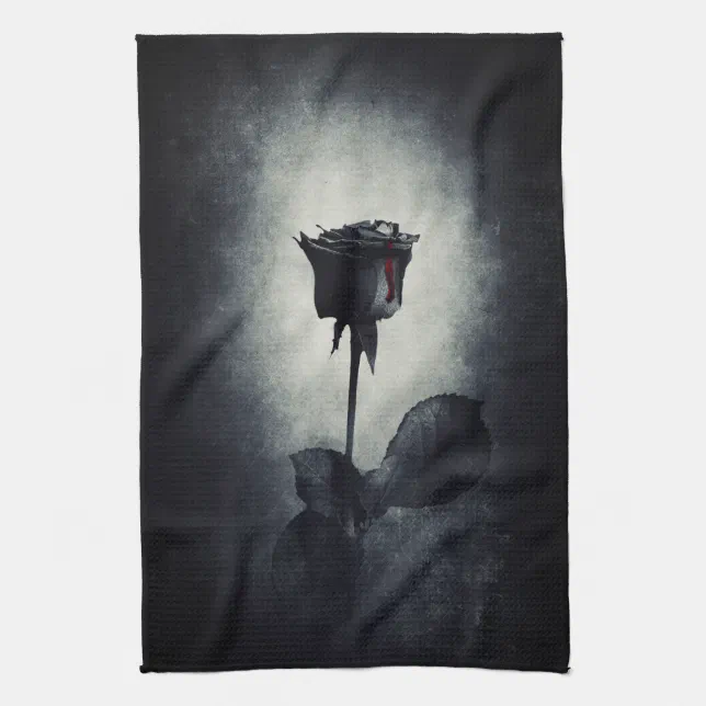Goth Black Rose Dripping Blood Macabre Kitchen Towel | Zazzle