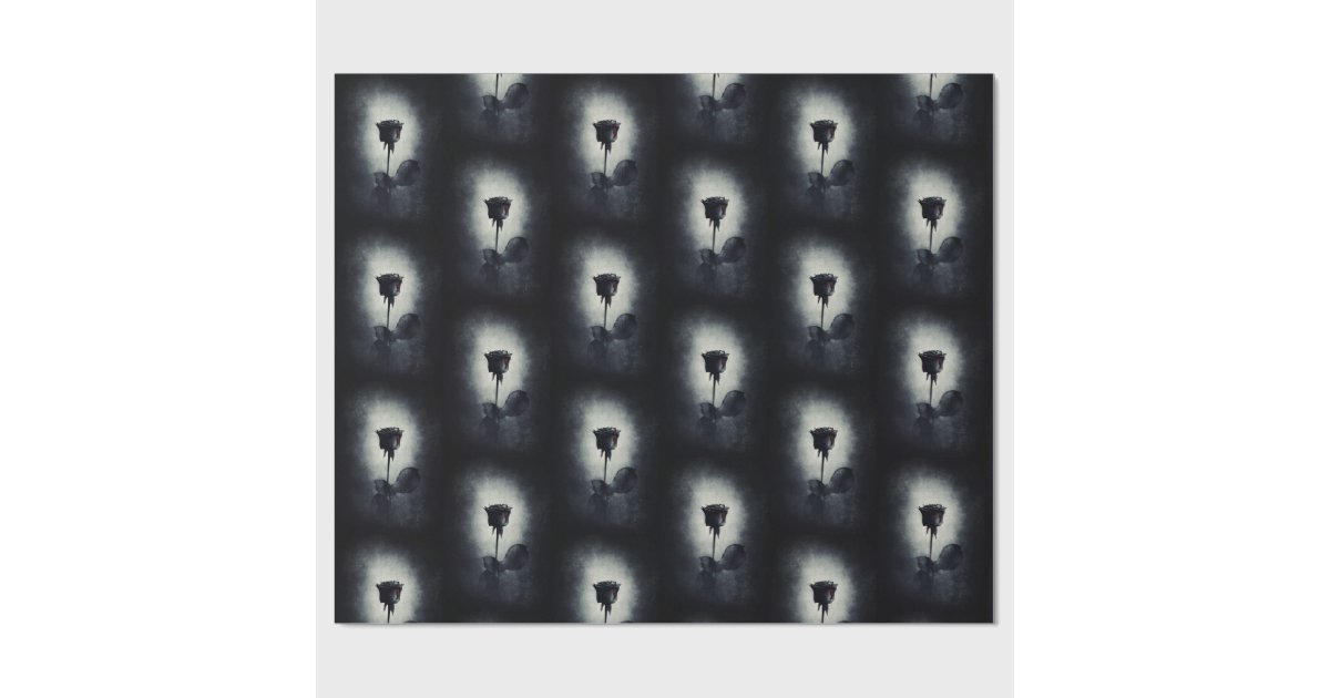 Goth Black Rose Dripping Blood Macabre Pattern Wrapping Paper | Zazzle