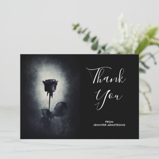 Goth Black Rose Dripping Blood Macabre Thank You | Zazzle