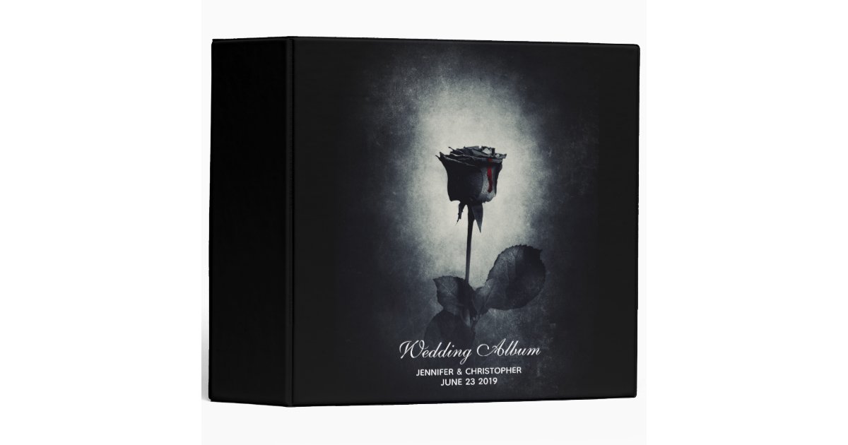 Goth Black Rose Dripping Blood Macabre Wedding 3 Ring Binder | Zazzle